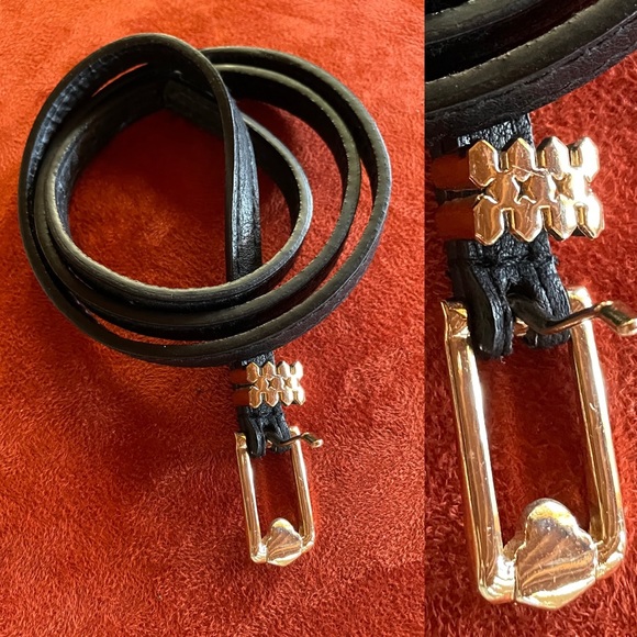 Accessories | Chic Classic Black Leather Skinny Belt Small | Poshmark